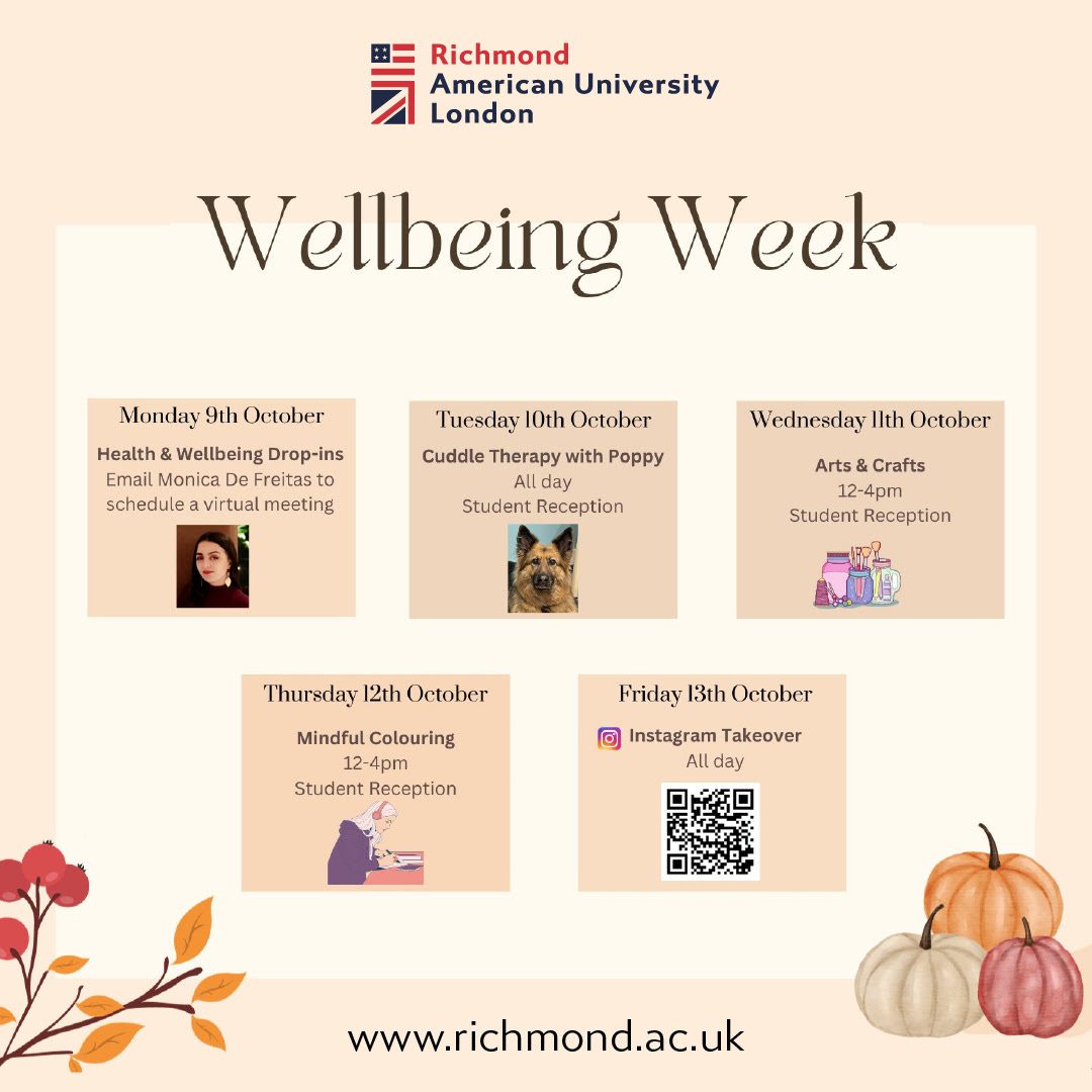Get involved during Wellbeing Week - Richmond American University London